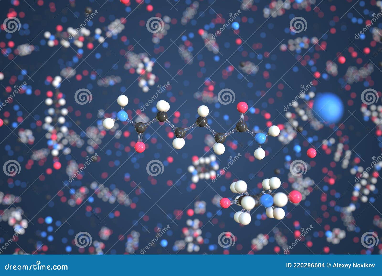 Adipamide Molecule. Conceptual Molecular Model. Chemical 3d Rendering ...