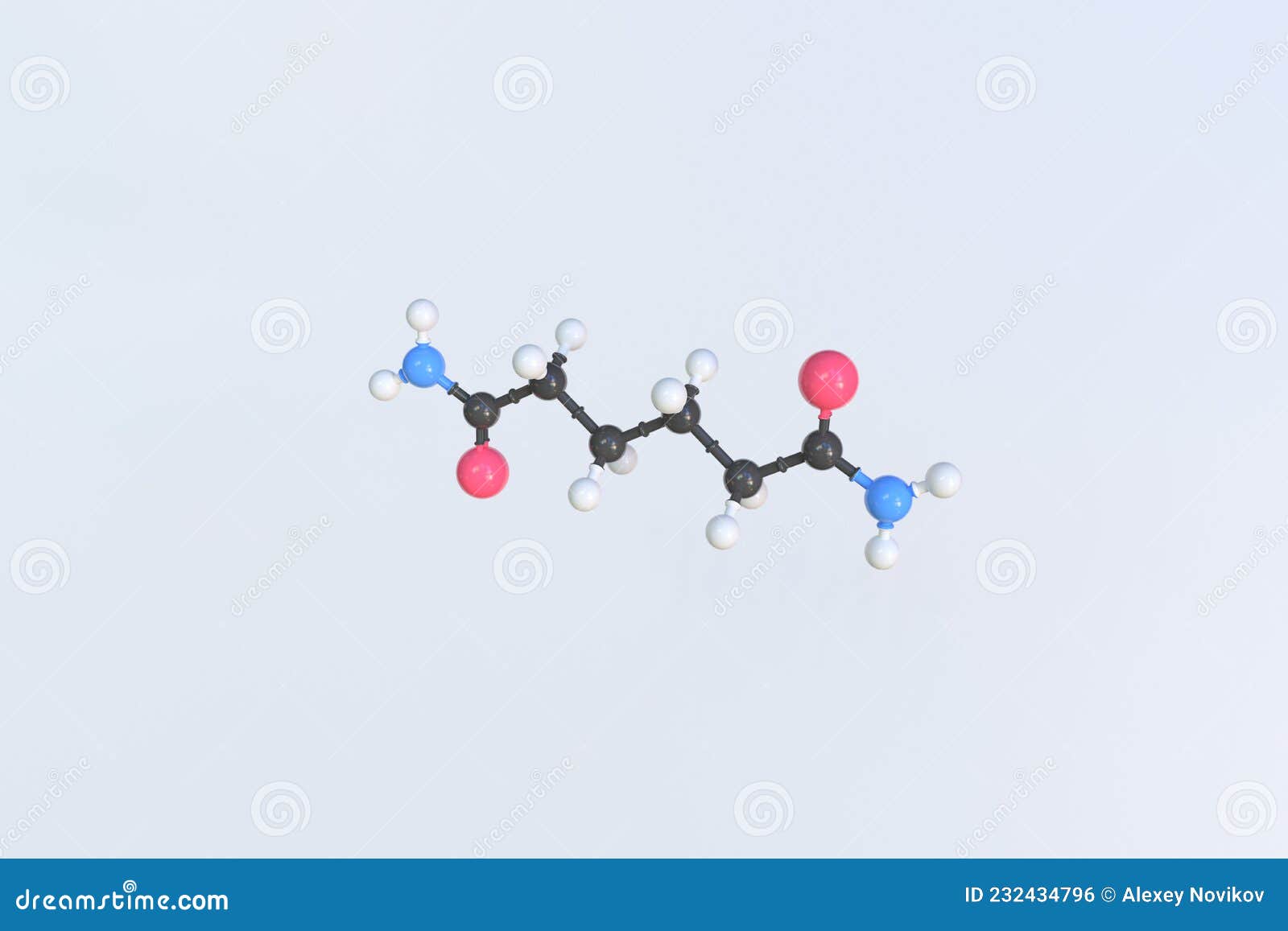 Adipamide Molecule. Isolated Molecular Model. 3D Rendering Stock ...