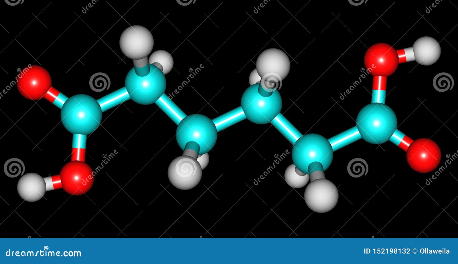 Adipic Acid Molecule 3d, Molecular Structure, Ball And Stick Model ...