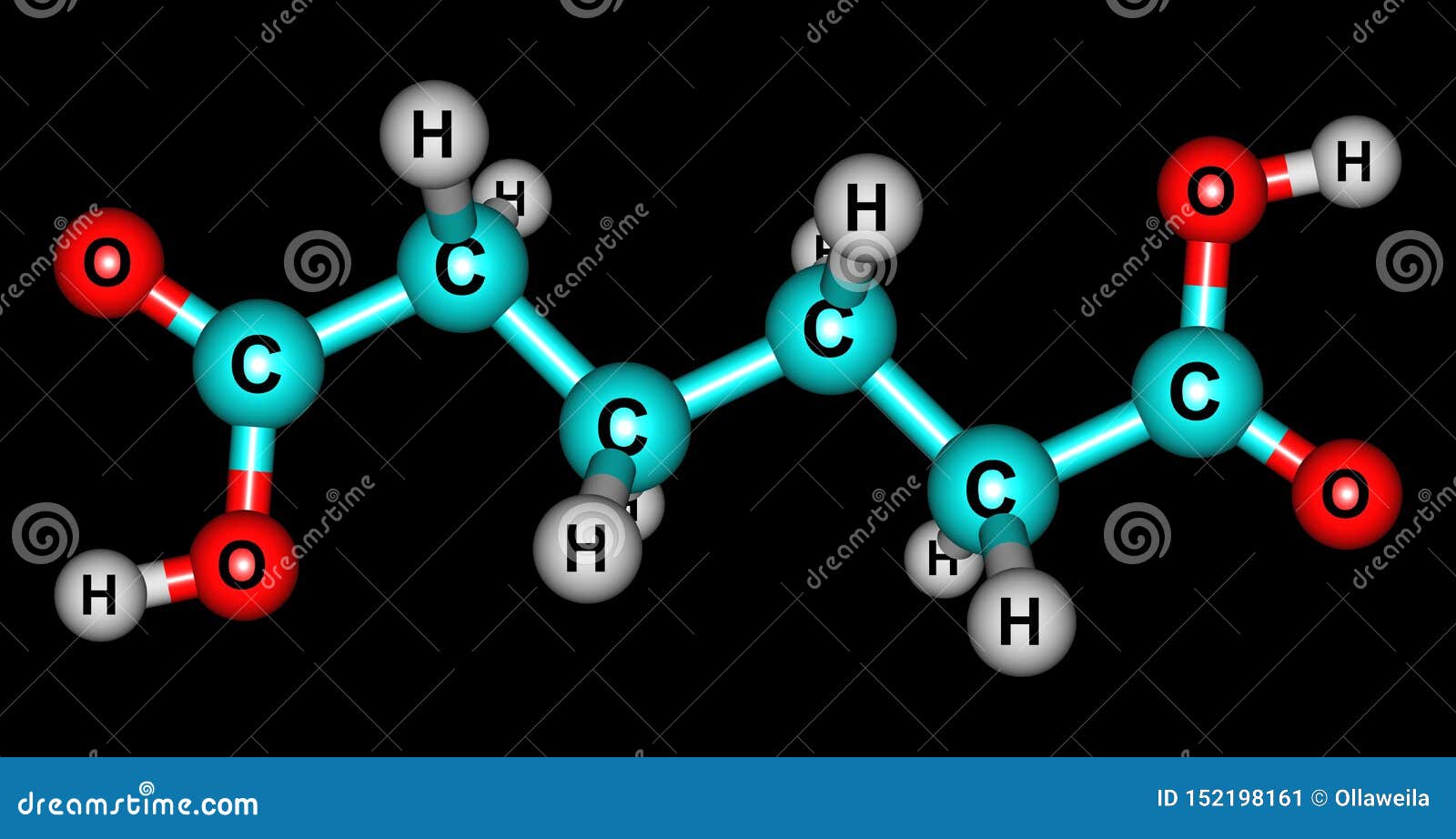 Adipic Acid Molecular Structure Isolated on Black Stock Illustration ...