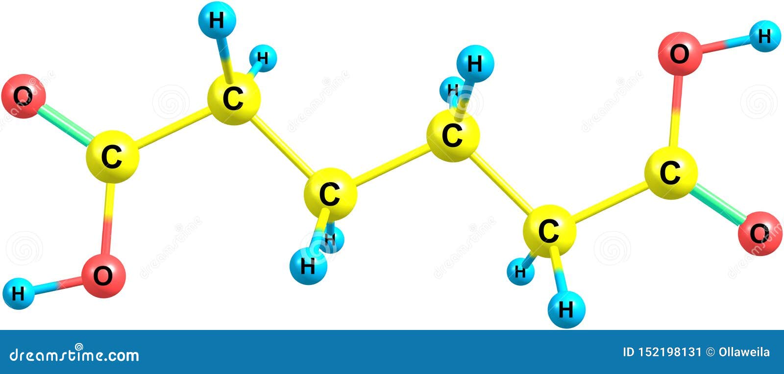 Adipic Acid Molecule 3d, Molecular Structure, Ball And Stick Model ...