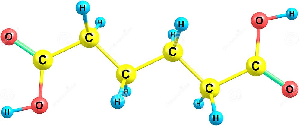 Adipic Acid Molecular Structure Isolated on White Stock Illustration ...