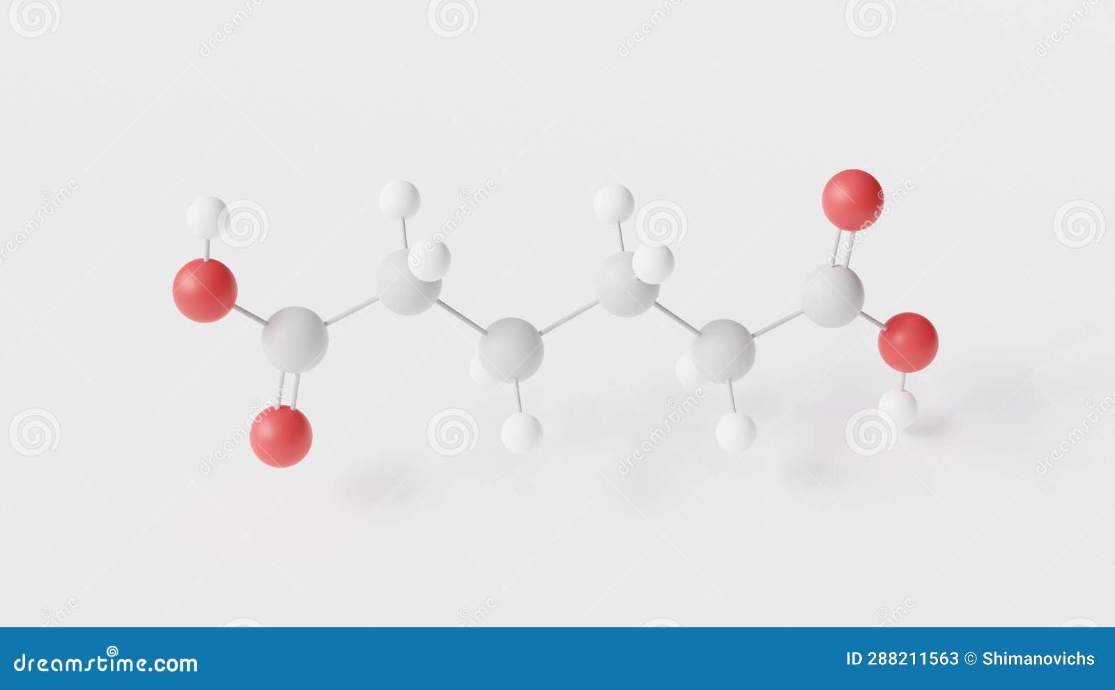 Adipic Acid Molecule 3d, Molecular Structure, Ball And Stick Model ...