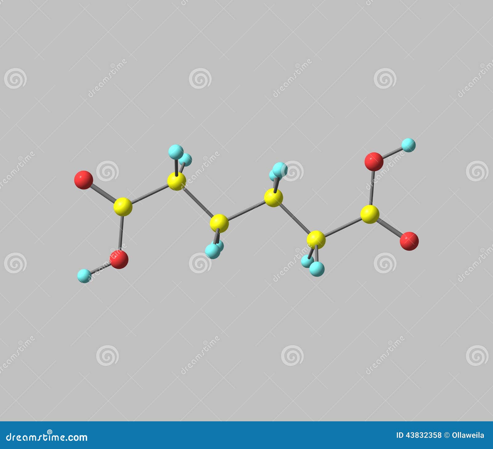 Adipic Acid Molecule Isolated on Gray Stock Illustration - Illustration ...