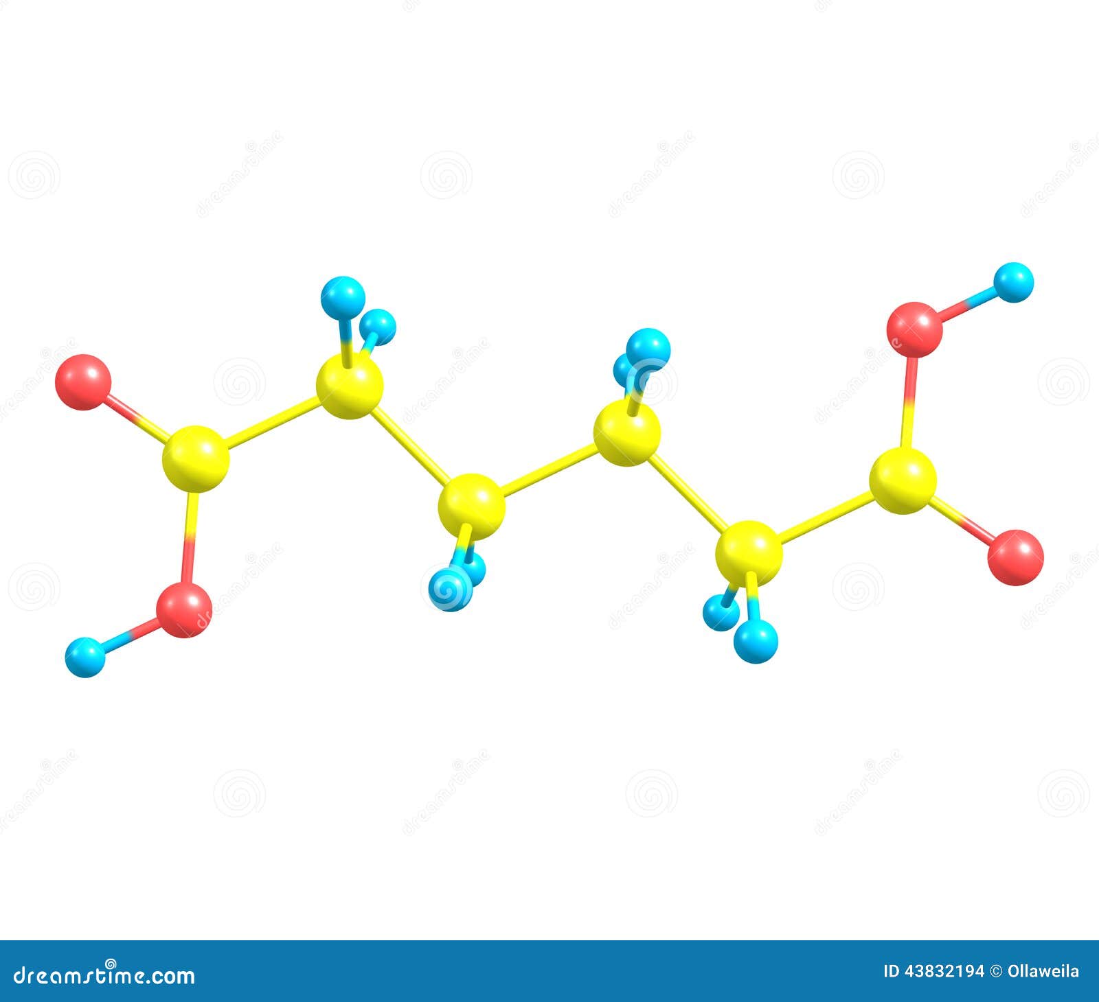 Adipic Acid Molecule Isolated on White Stock Illustration ...