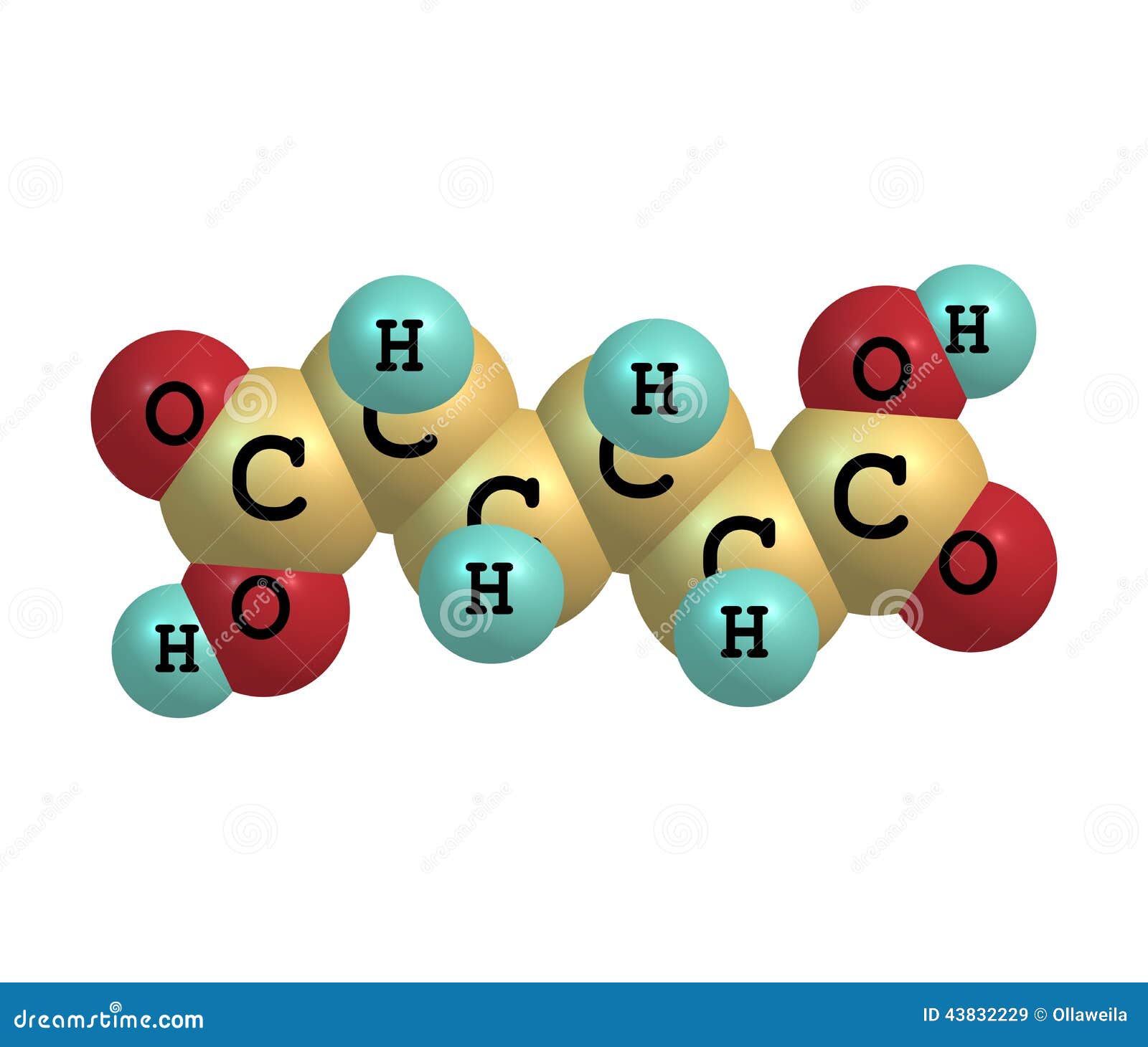 Adipic Acid Molecule Isolated on White Stock Illustration ...