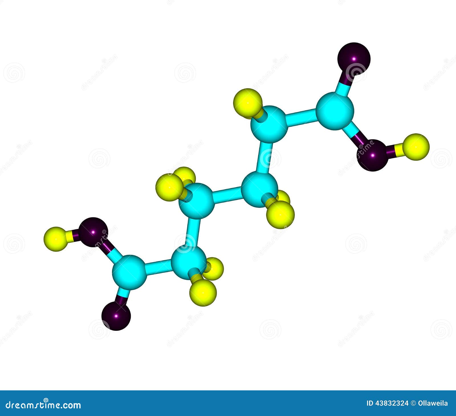 Adipic Acid Molecule Isolated on White Stock Illustration ...