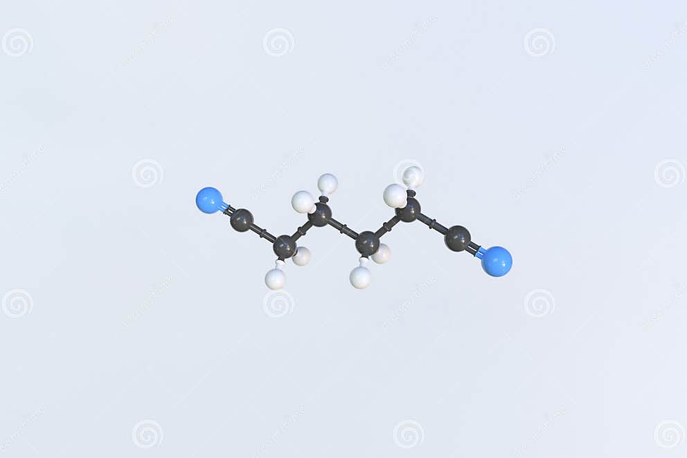 Adiponitrile Molecule. Isolated Molecular Model. 3D Rendering Stock ...