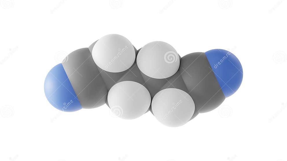 Adiponitrile Molecule, Precursor Polymer Nylon 66, Molecular Structure ...