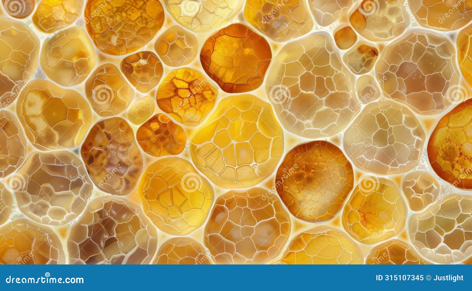An Adipose Tissue Sample Under the Microscope with the Cells Arranged ...