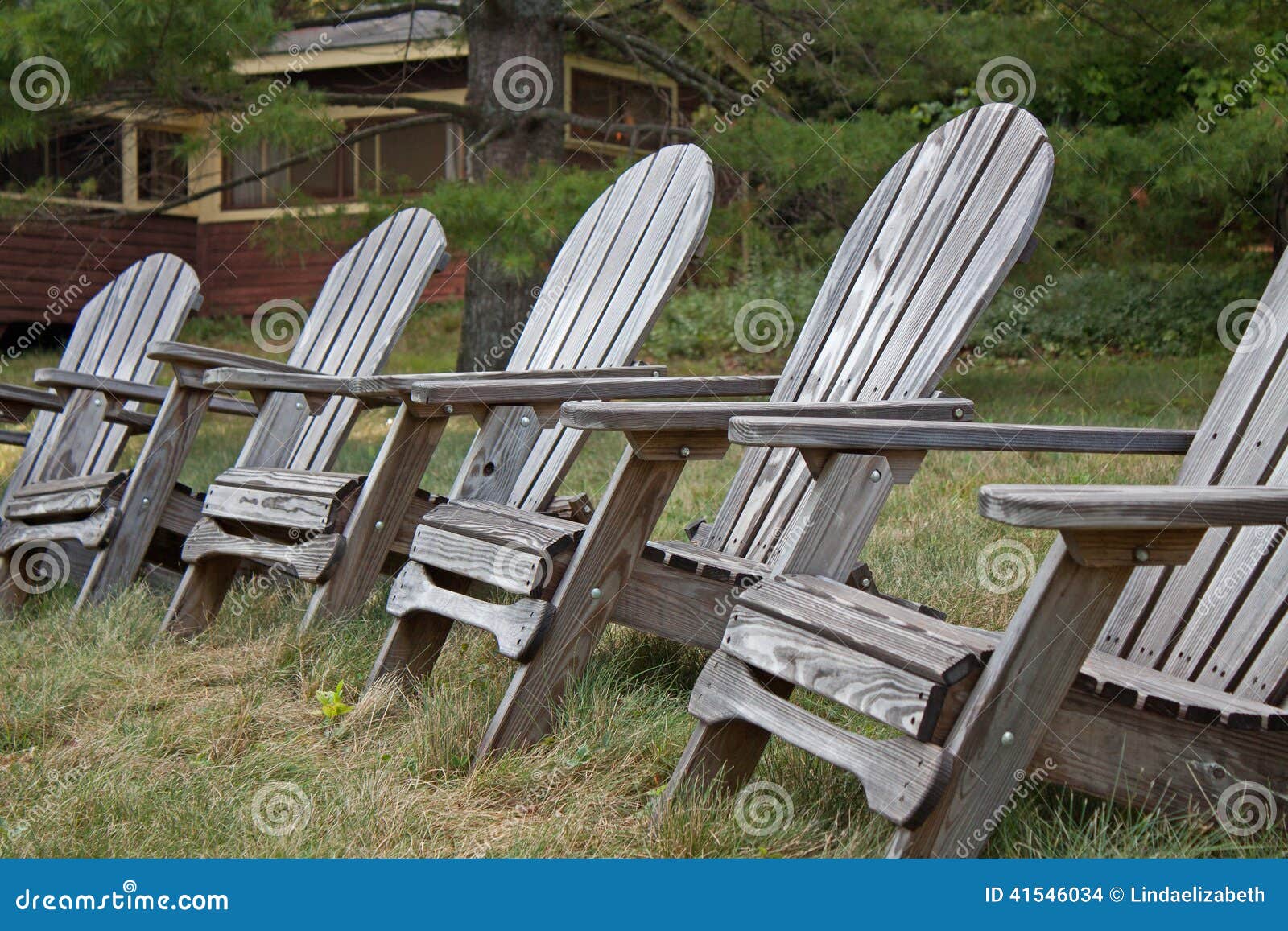 Adirondack chairs stock photo. Image of five, summertime - 41546034