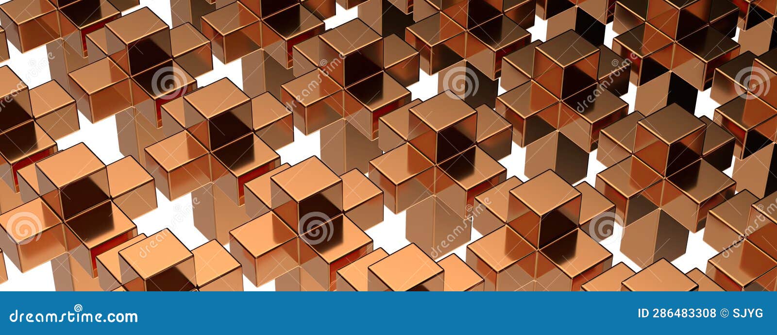 Adjacent Neatly Lined Up Objects Bronze Metallic Elegant and Modern 3D ...