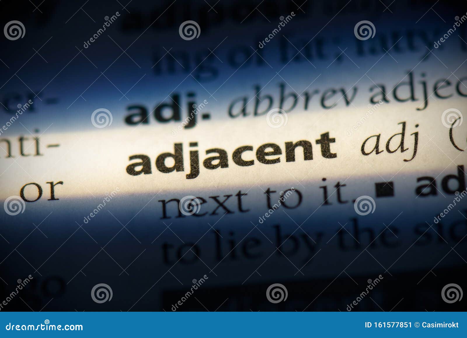 Adjacent stock image. Image of etymology, word, isolated - 161577851