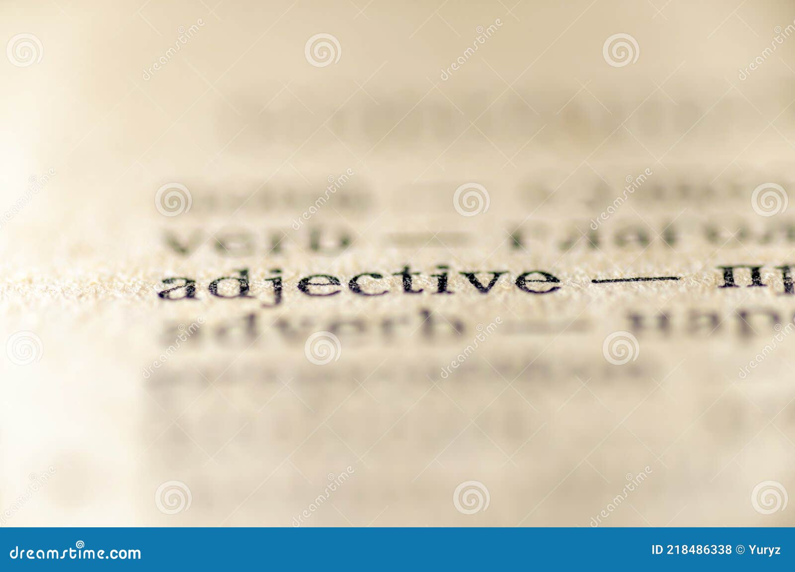 Adjective word dictionary stock photo. Image of education - 218486338