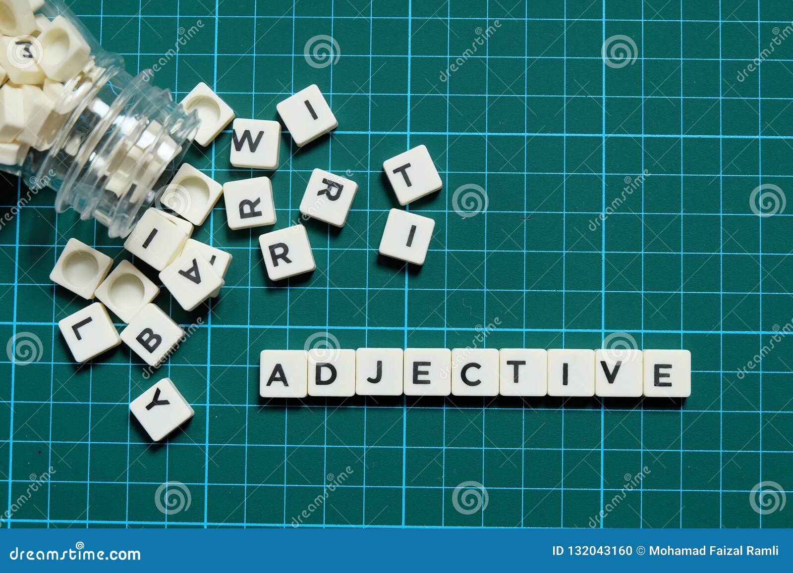 ADJECTIVE Word Made From Square Letter Tiles Royalty-Free Stock ...