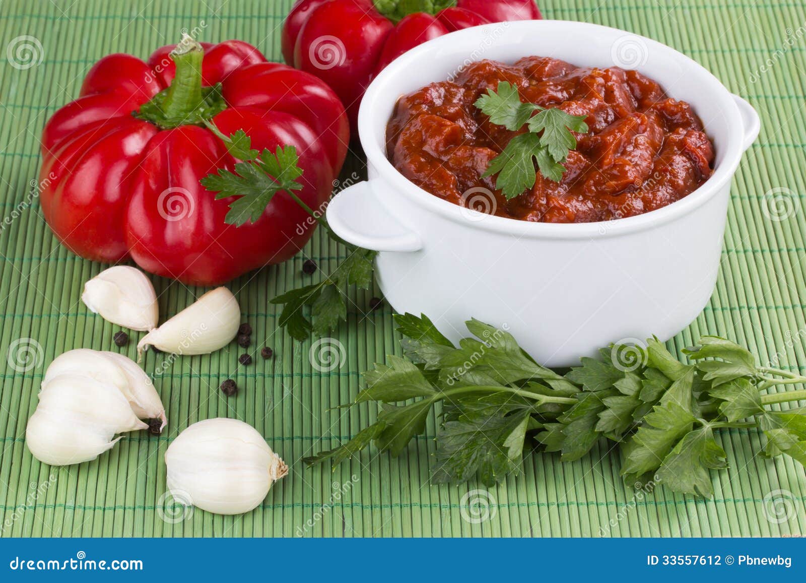 Adjika fresh red pepper stock photo. Image of herb, fresh - 33557612