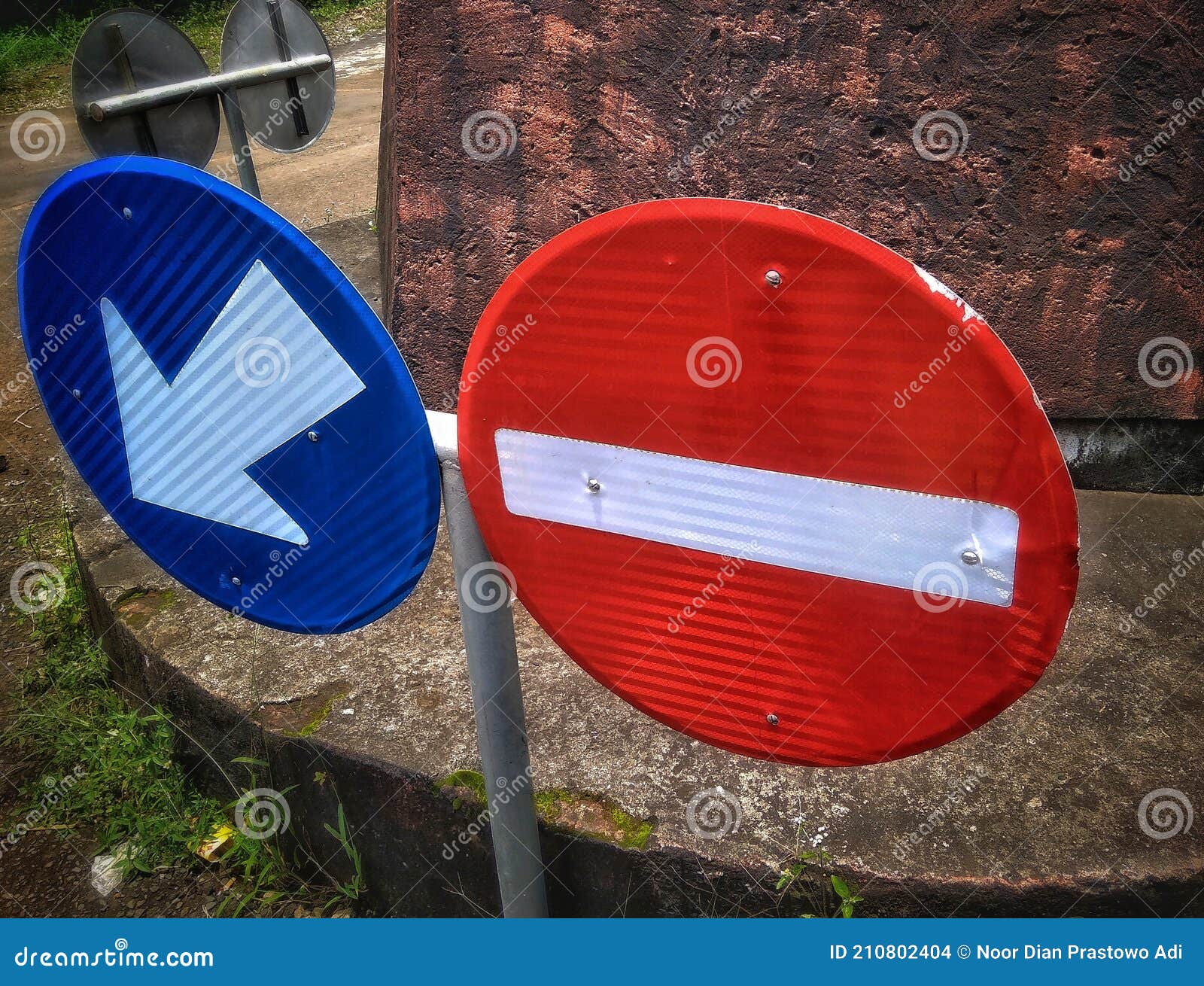 Adjoining road signs stock photo. Image of symbol, double - 210802404