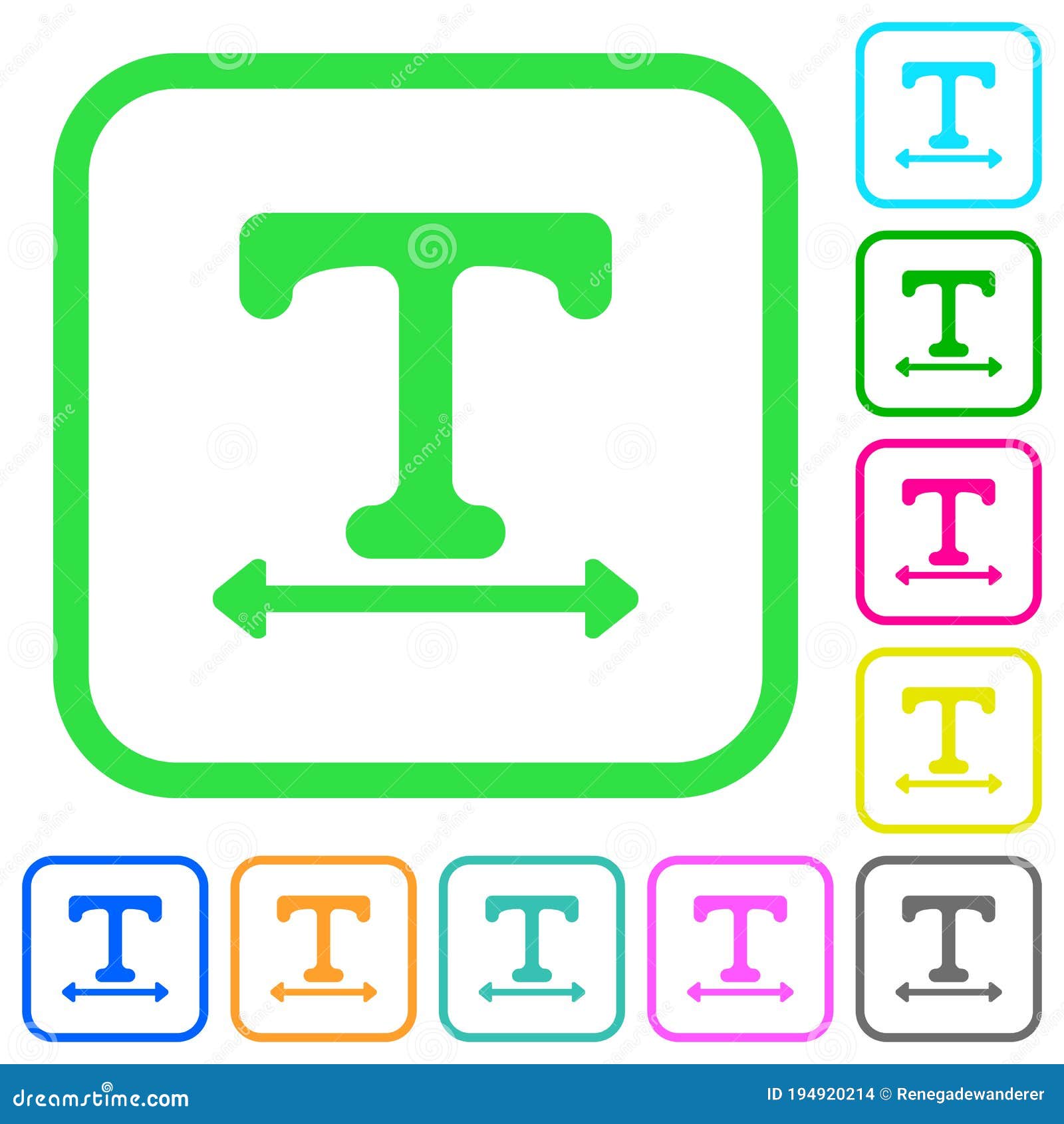 Adjust Font Width Vivid Colored Flat Icons Stock Vector - Illustration ...