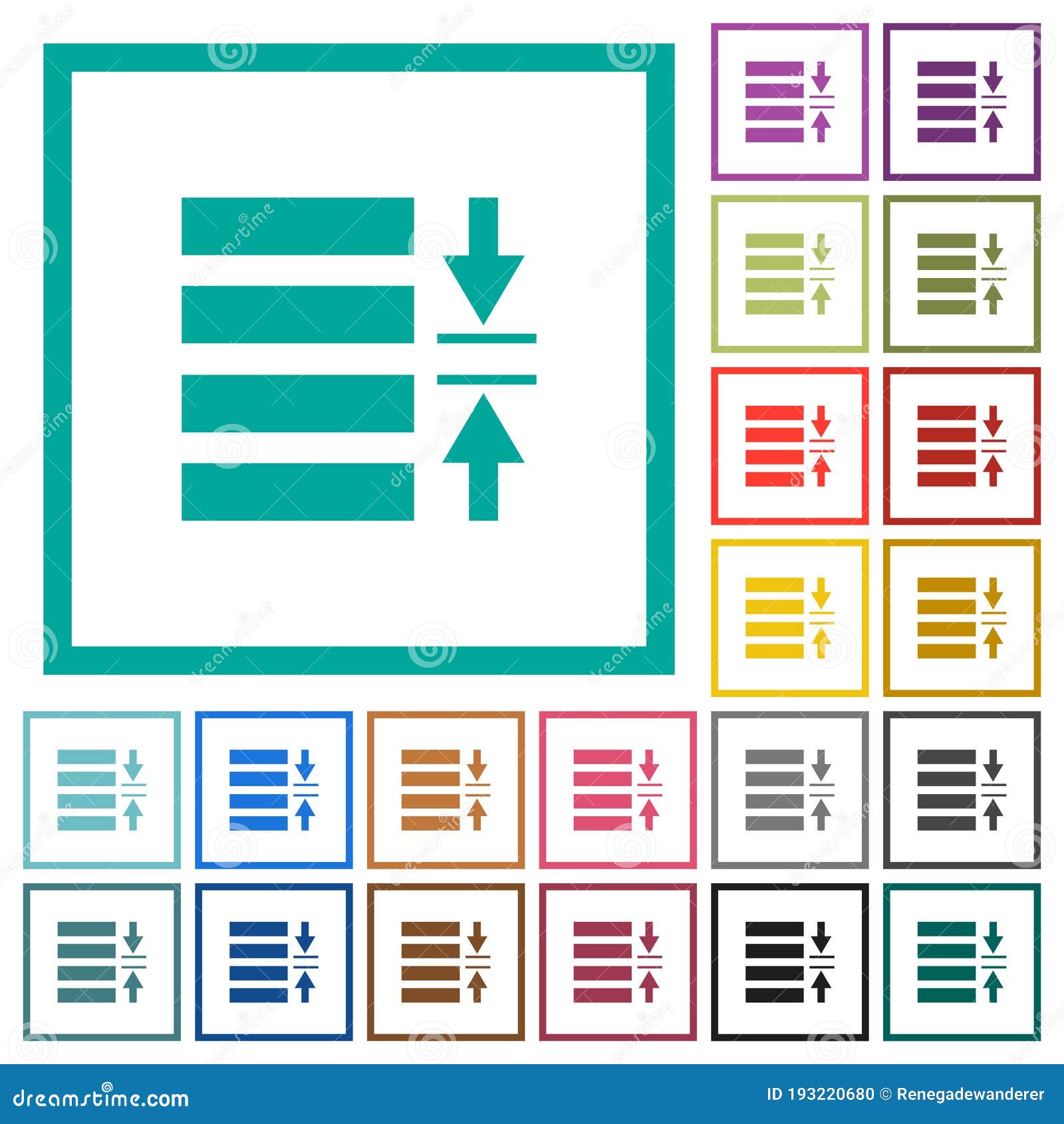 Adjust Line Spacing Engraved Icons On Edged Square Buttons Cartoon ...