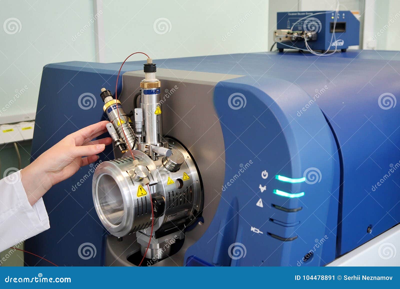 Adjust the Mass Spectrometer. the Man Analyzes the Device for De Stock ...