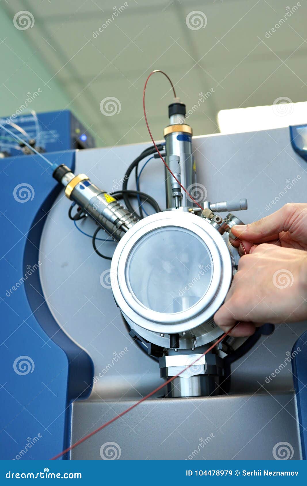 Adjust the Mass Spectrometer. the Man Analyzes the Device for De Stock ...