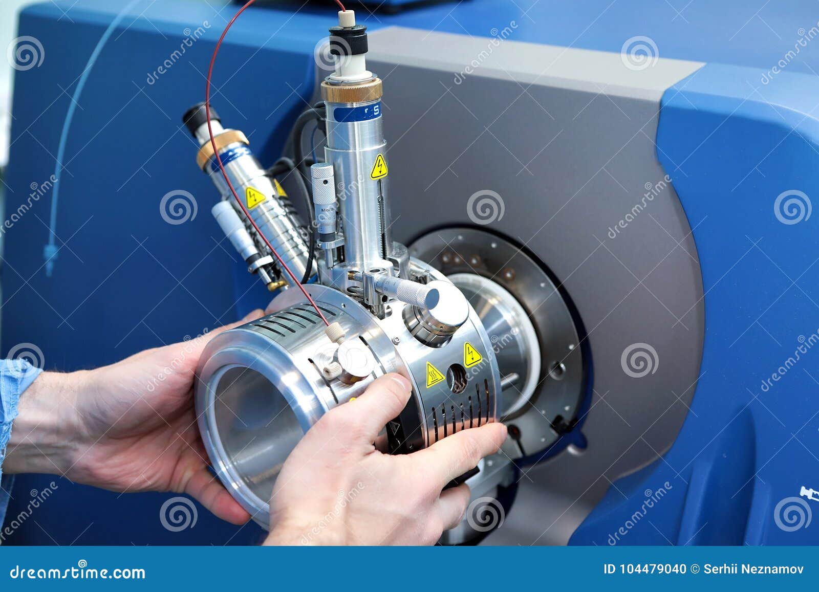 Adjust the Mass Spectrometer. the Man Analyzes the Device for De Stock ...