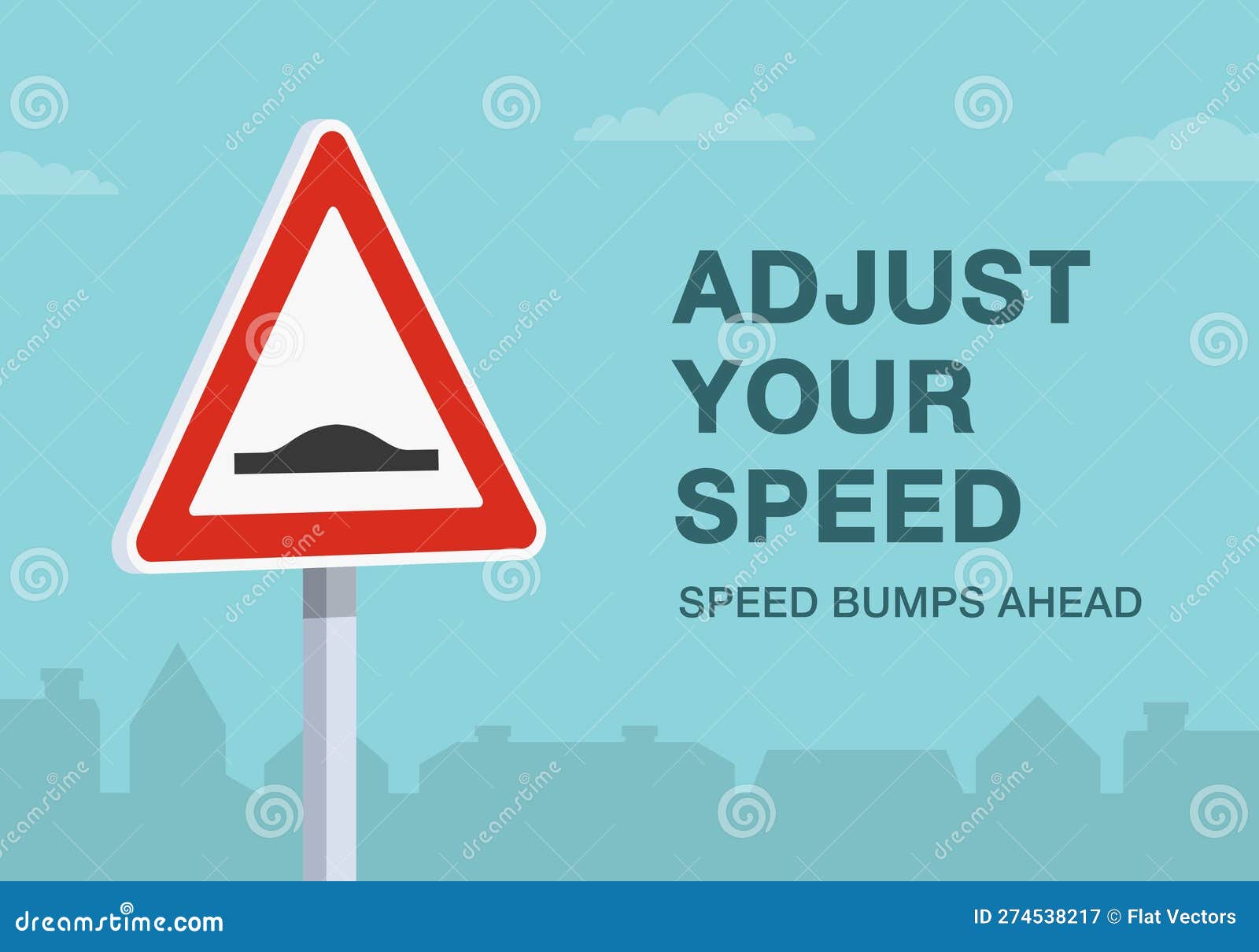Speed Bumps Warning Of Traffic Signs Warning Bumps Road Sign Vector Illustration