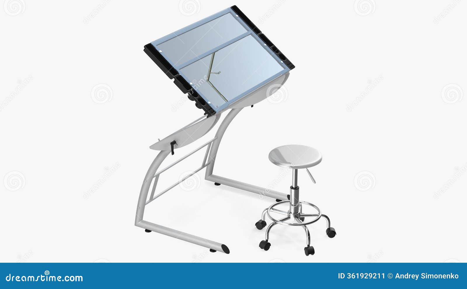 Adjustable Drafting Table with Stool Set Included Stock Image - Image ...