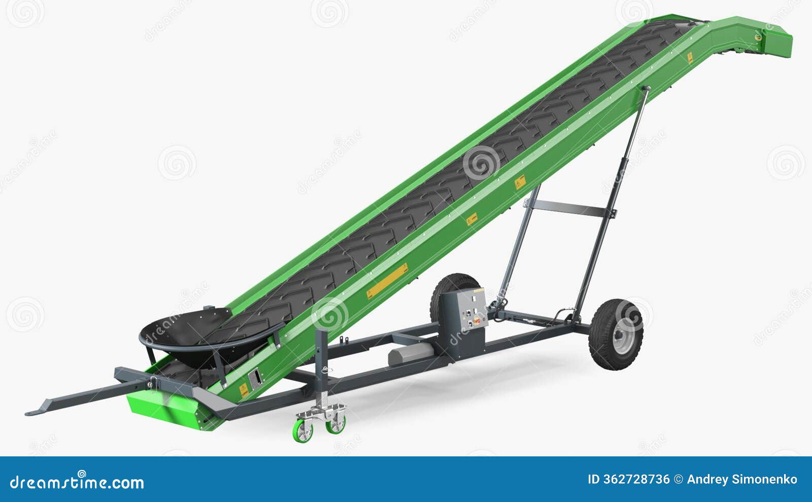Adjustable Industrial Conveyor Belt with Wheels and Frame Stock Photo ...