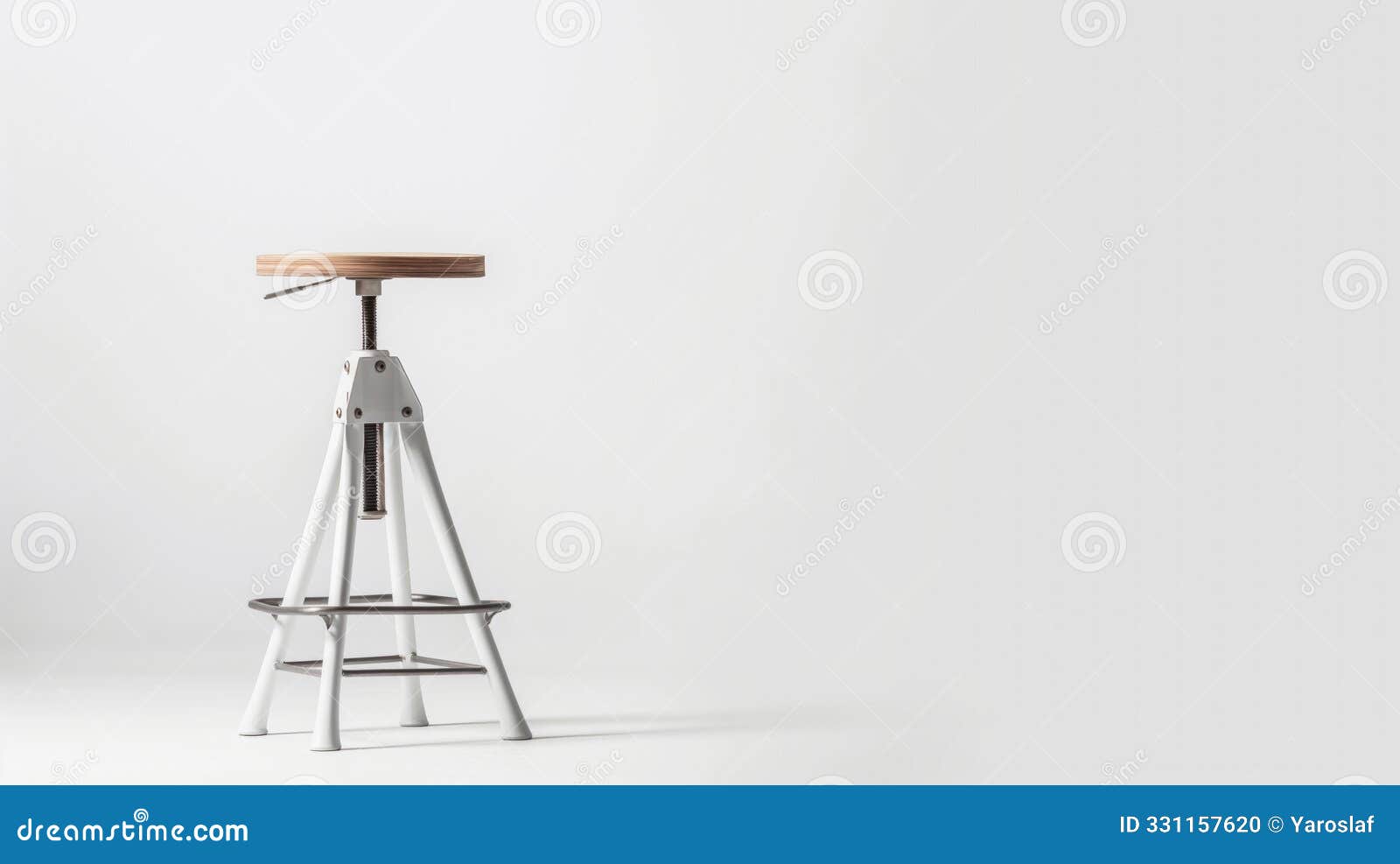 Adjustable Industrial Stool with Wooden Seat and Metal Frame in ...