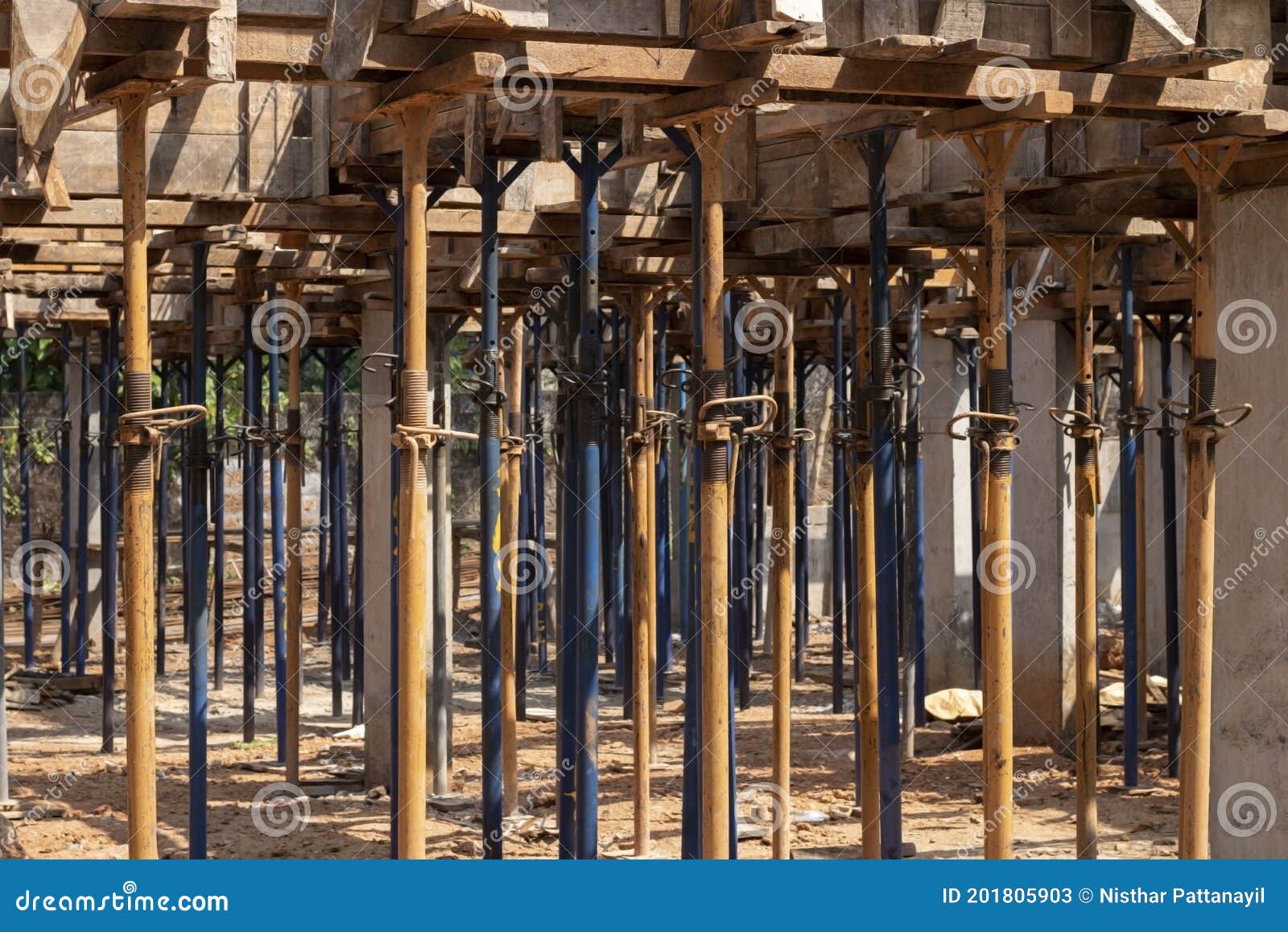 Adjustable iron pillars stock image. Image of wall, wood - 201805903