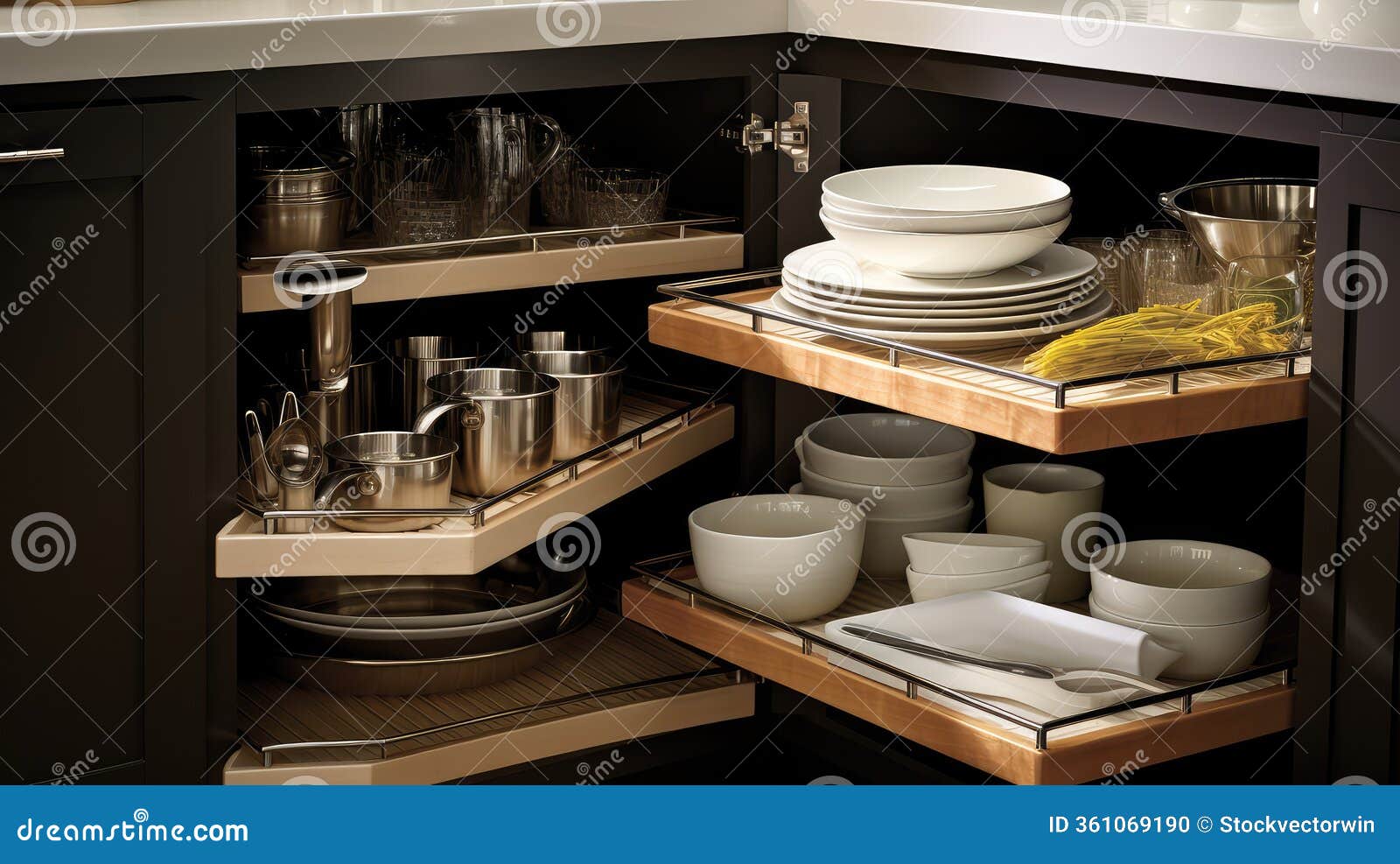 Adjustable Organized Kitchen Cabinets Stock Illustration - Illustration ...