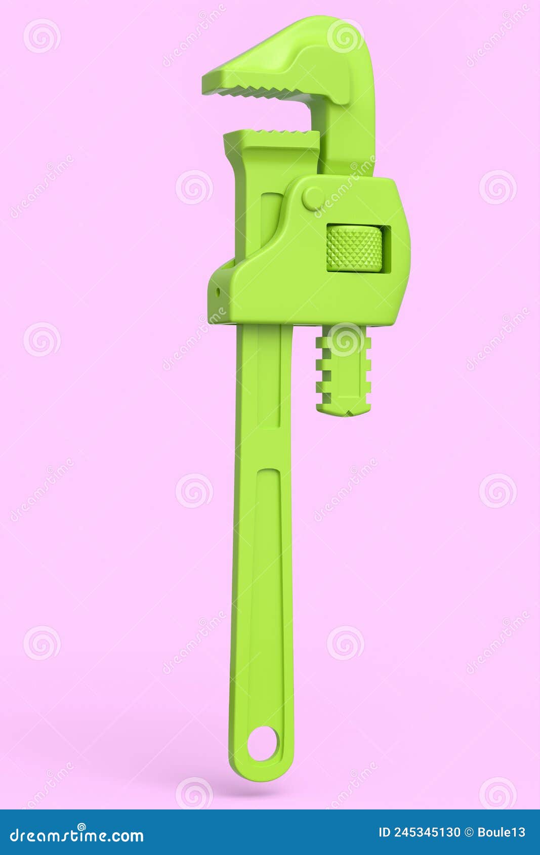 Adjustable Pipe Wrench, Spanner or Plumbing Tool on Pink Monochrome ...
