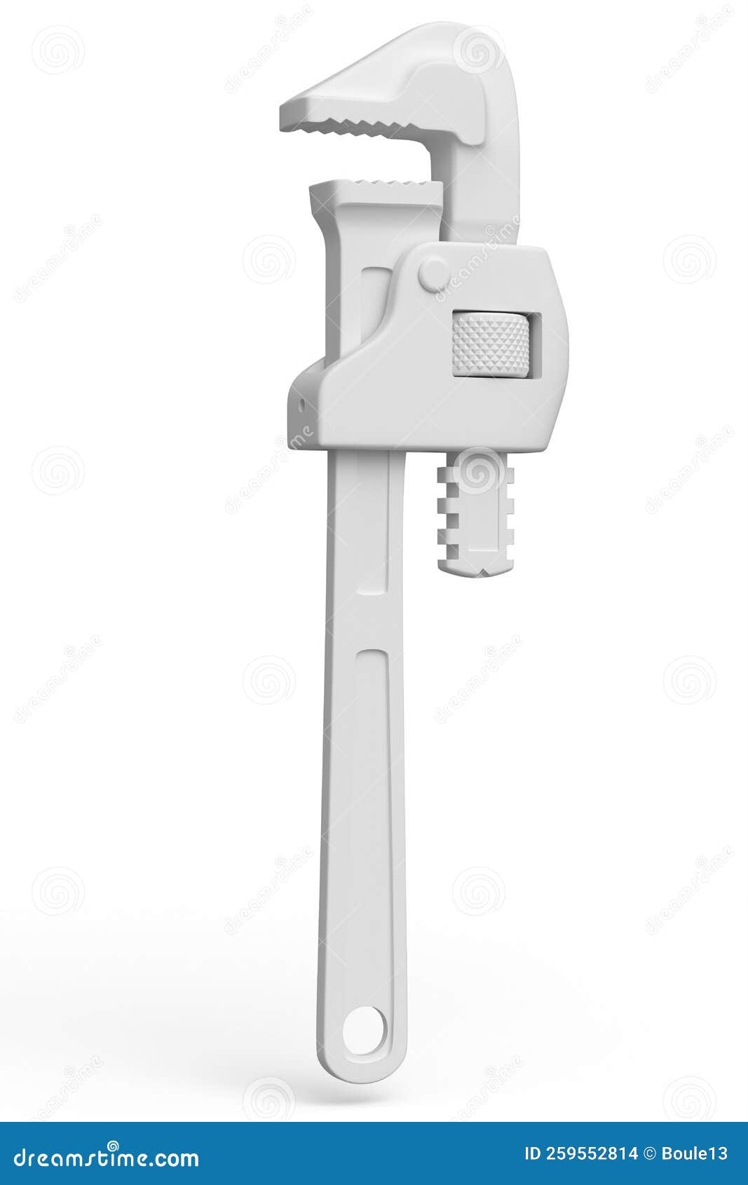 Adjustable Pipe Wrench, Spanner or Plumbing Tool on White Monochrome ...
