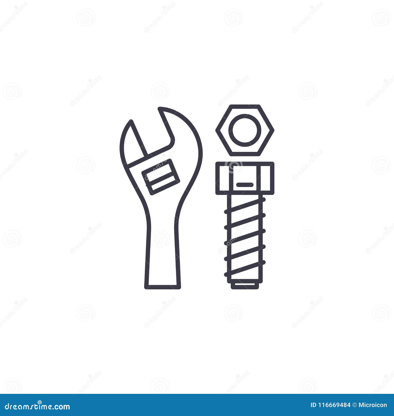 Adjustable Spanner Linear Icon Concept. Adjustable Spanner Line Vector ...