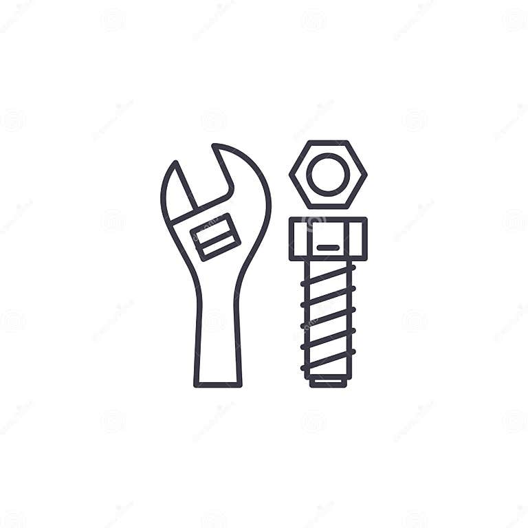 Adjustable Spanner Linear Icon Concept. Adjustable Spanner Line Vector ...