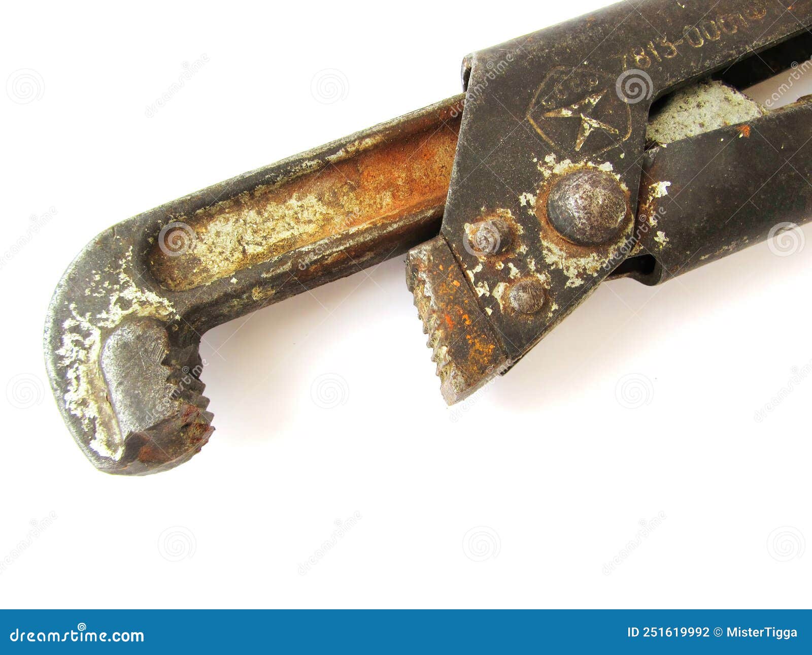 Adjustable Spanner Old Broken. Vintage Adjustable Wrench on Tiled ...