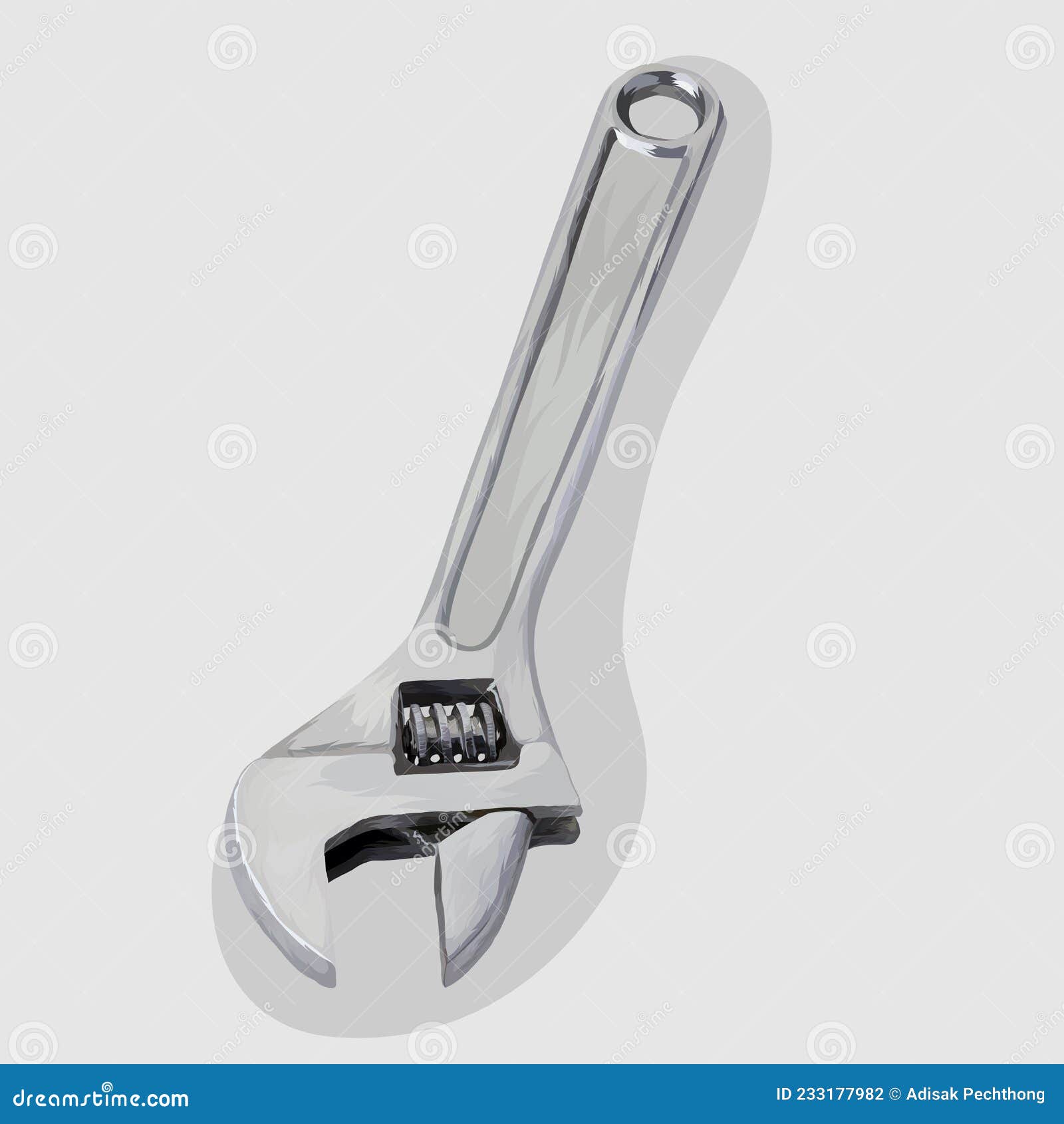 Adjustable Spanner Realistic Hand Drawn Illustrations and Vectors White ...