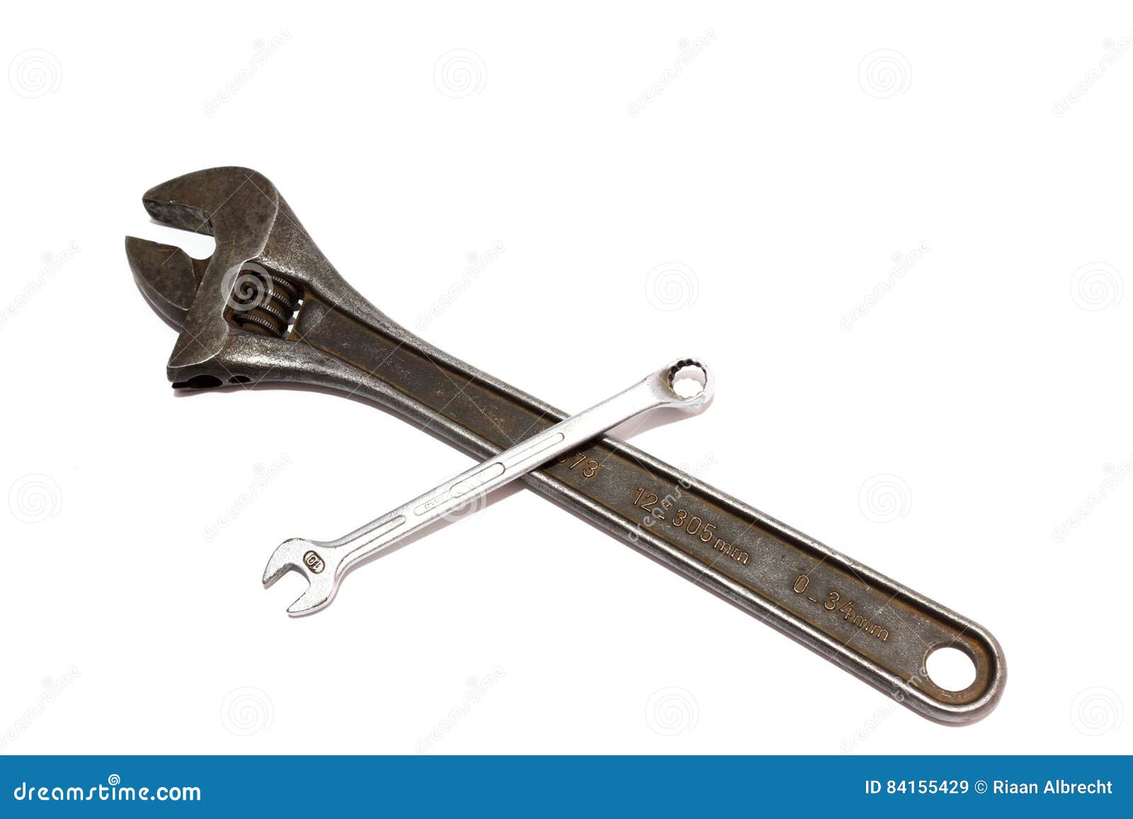 Adjustable Spanner on a White Background Stock Image - Image of ...