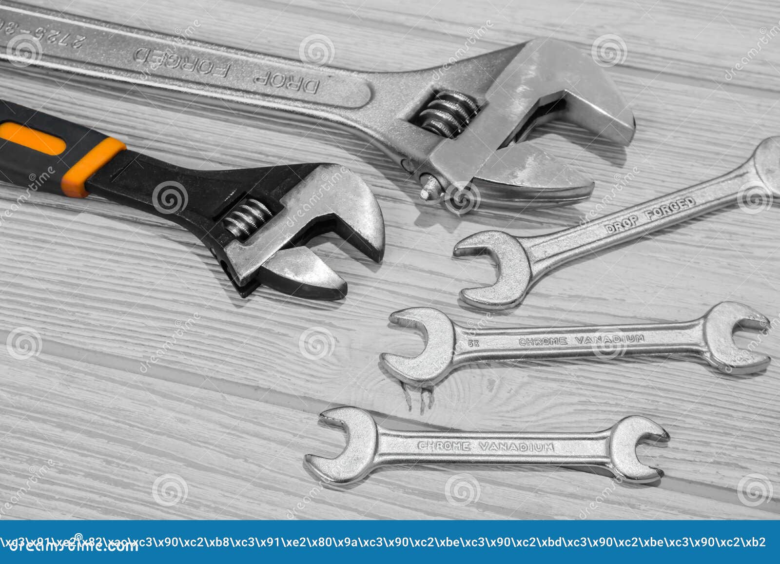 Adjustable Spanners and Wrenches on the Table Stock Photo - Image of ...