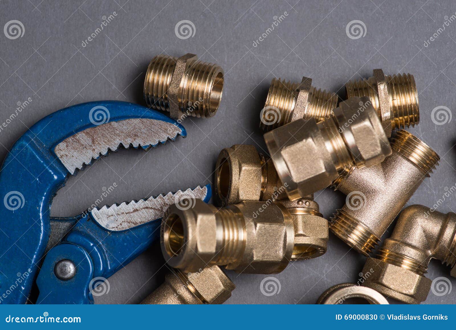 Adjustable Wrench and Connection Fittings Stock Photo - Image of metal ...