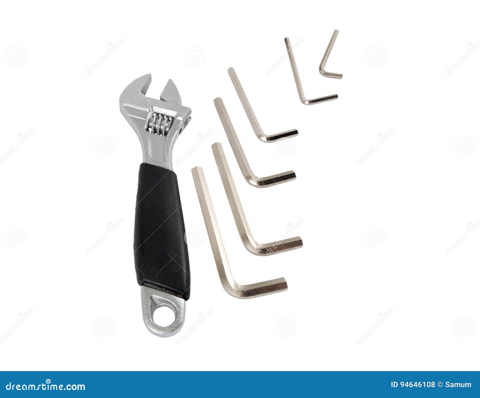 Adjustable Wrench and Hex Keys Stock Photo - Image of wrench, tool ...