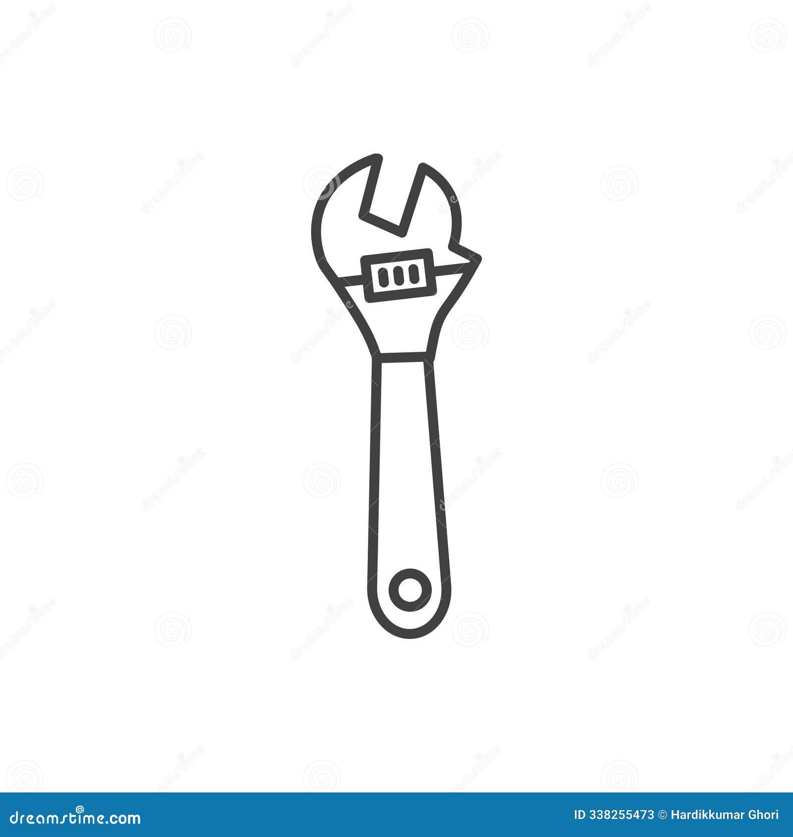 Adjustable Wrench Icon Set. Spanner Pipe Mechanical Vector Symbol in a ...