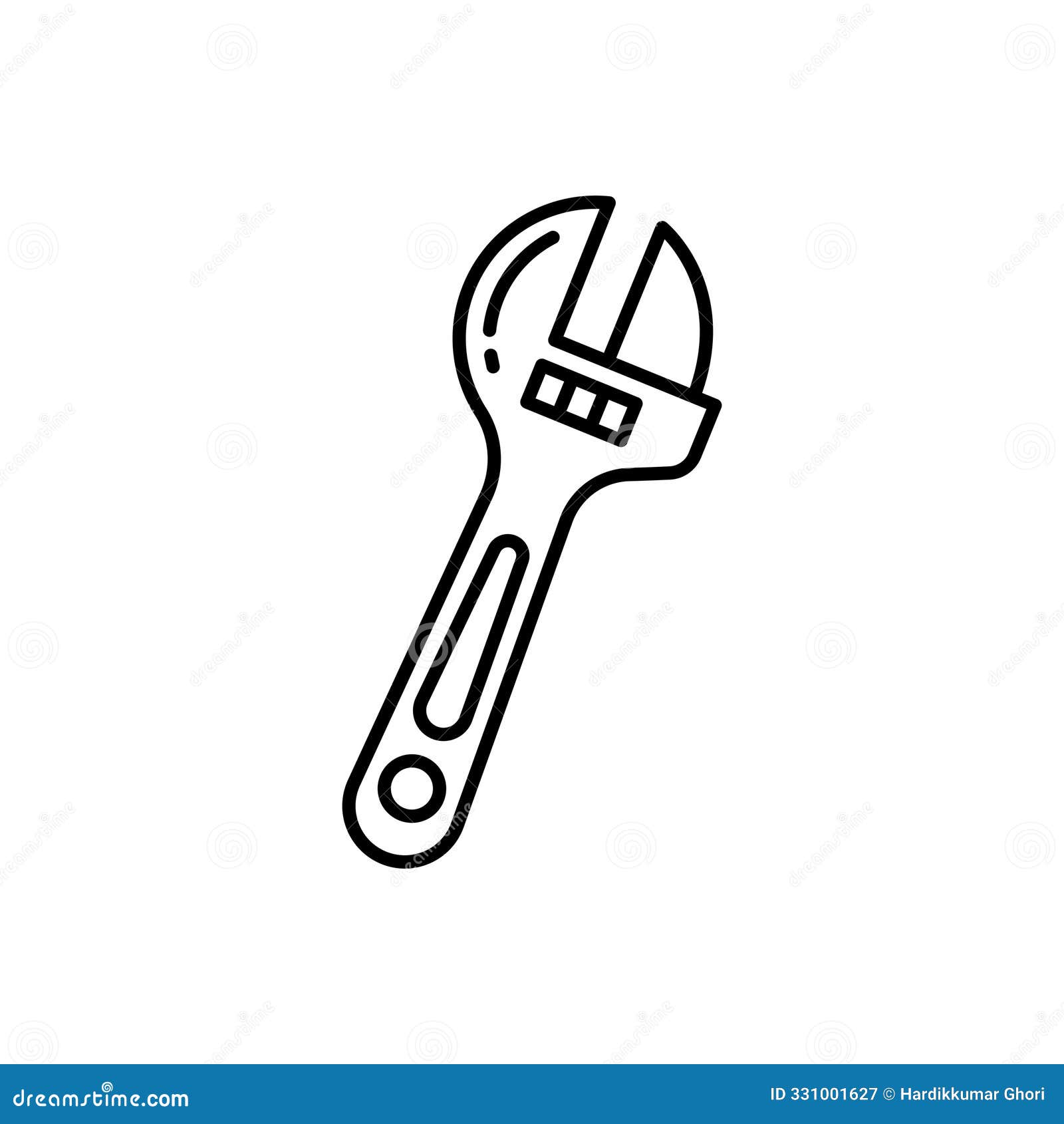 Adjustable Wrench Icon Set. Spanner Pipe Mechanical Vector Symbol in a ...