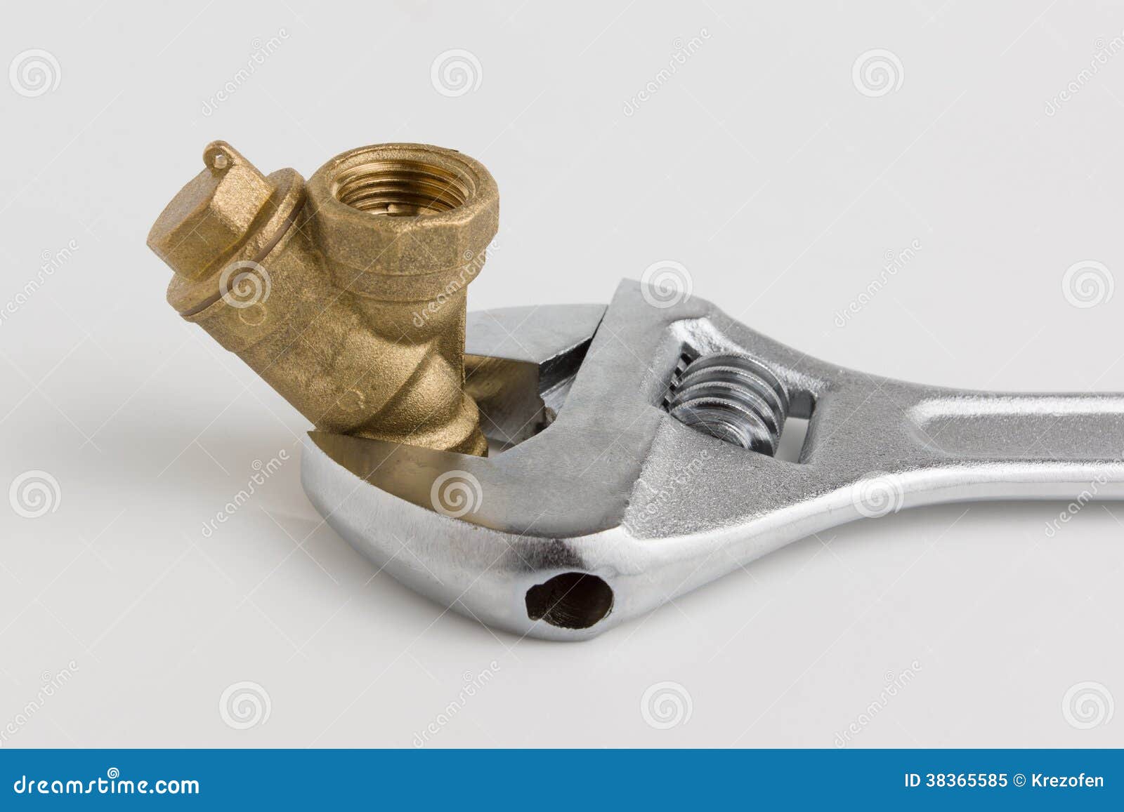Adjustable Wrench and a Pipe Stock Image - Image of background ...