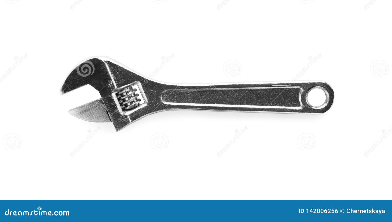 Adjustable Wrench on White, Top View. Plumber Tools Stock Photo - Image ...