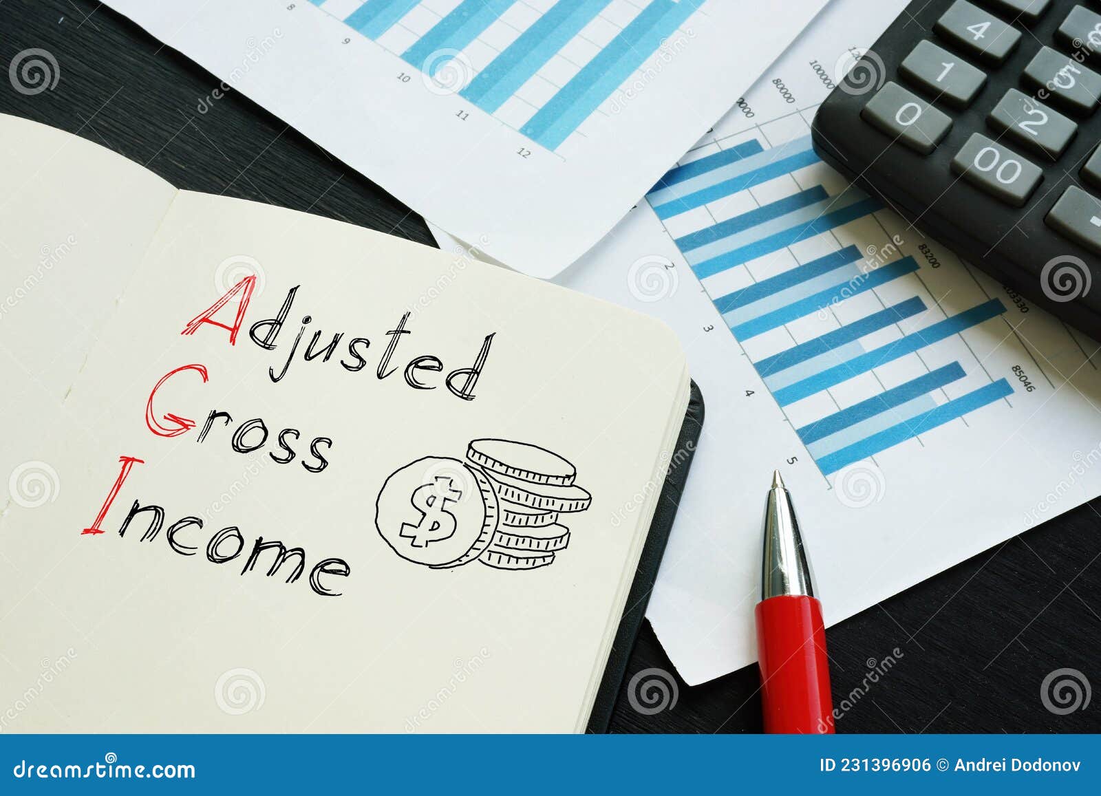 Adjusted Gross Income is Shown on the Business Photo Using the Text ...