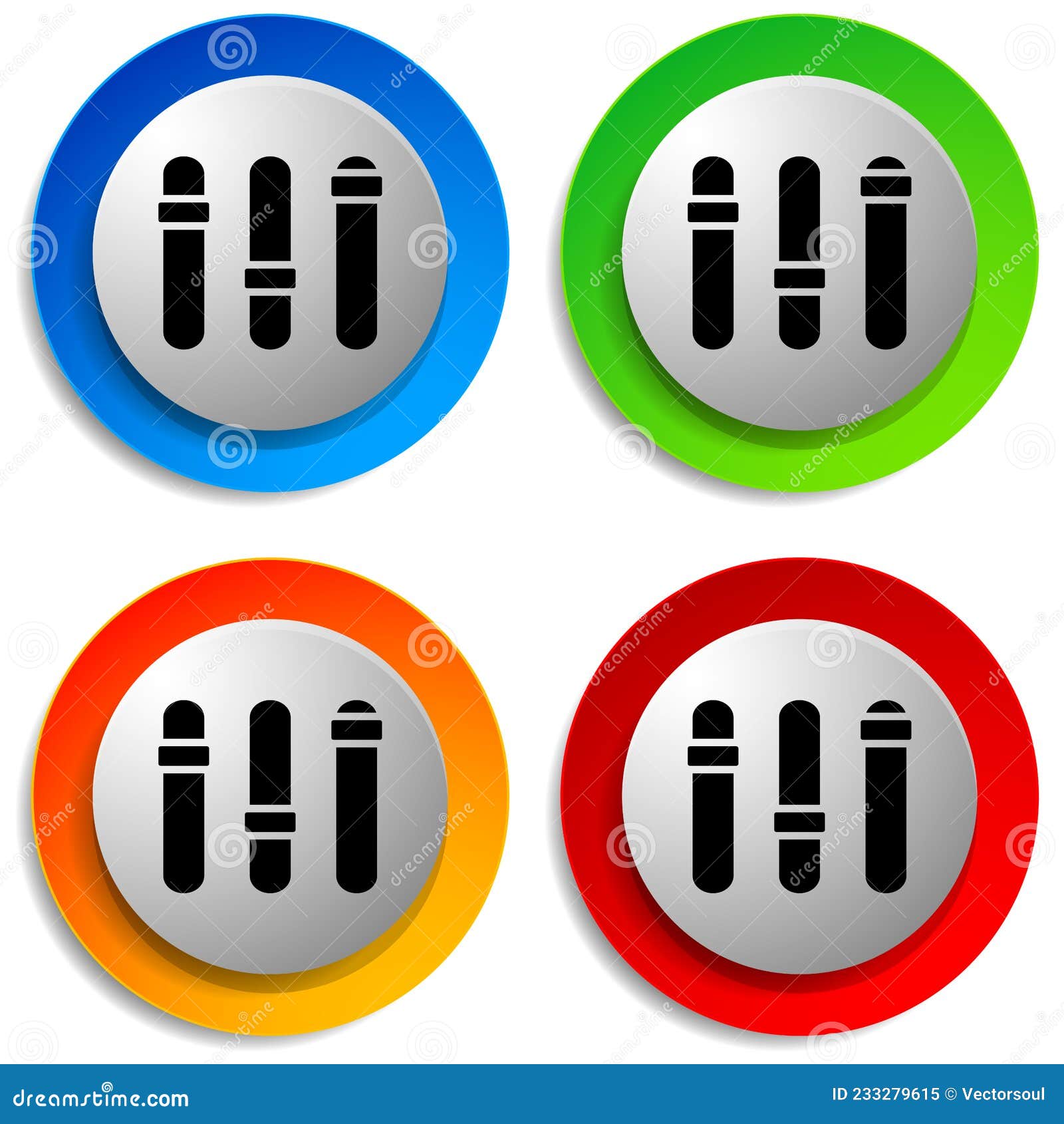 Adjuster, Slider, Tuner, Fader Bars with Levers, Knobs Stock Vector ...