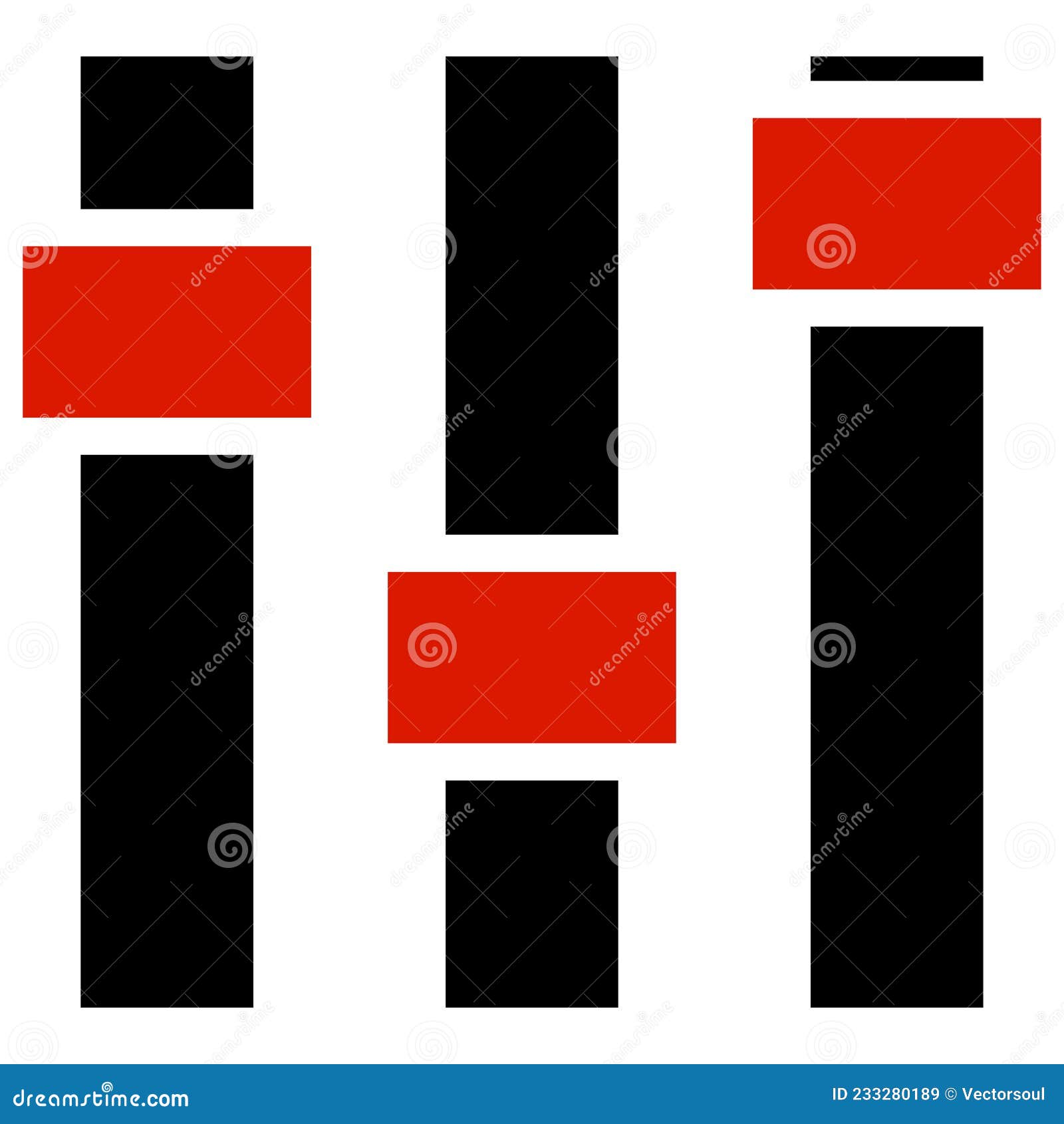 Adjuster, Slider, Tuner, Fader Bars with Levers, Knobs Stock Vector ...
