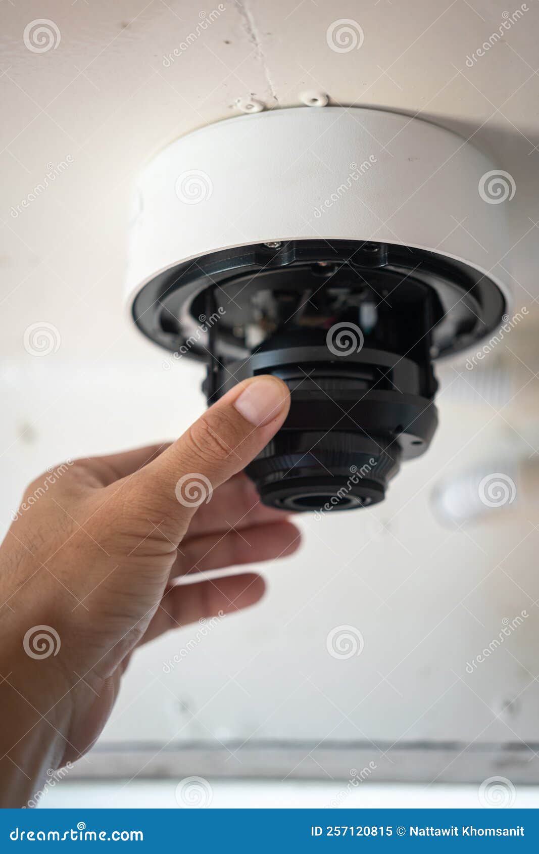 Adjusting for Installation of Security Camera Stock Image - Image of ...